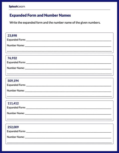 Writing Numbers In Expanded Form Worksheet