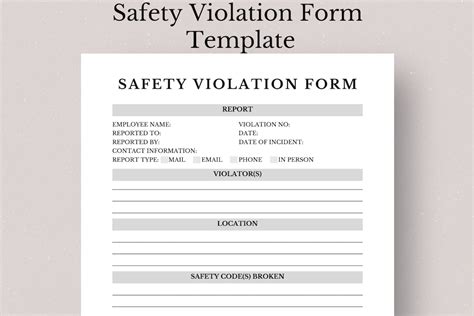 Editable Safety Violation Form Template Safety Violation Form