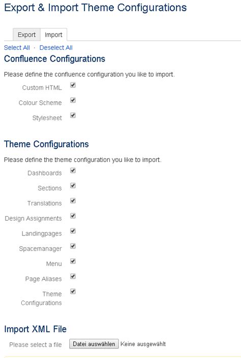import export theme configuration