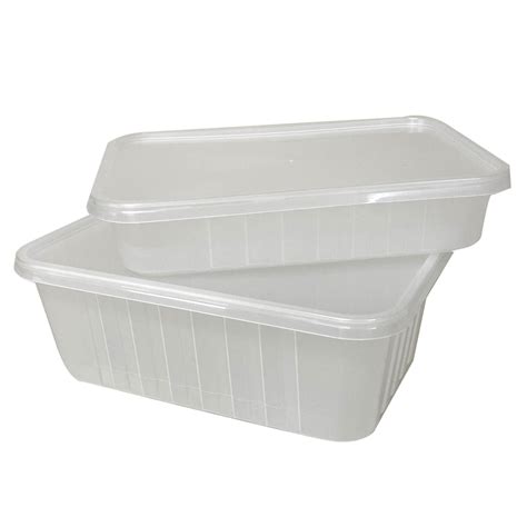 Genfac Genfac Rectangle Plastic Ribbed Container 1000ml Box Of 500