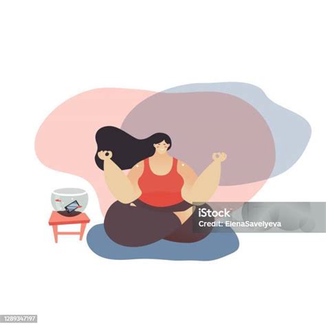 명상하는 여자 디지털 해독과 염두에 두고 건강한 라이프스타일을 위한 컨셉 트렌디 한 플랫 스타일의 벡터 일러스트레이션 디지털