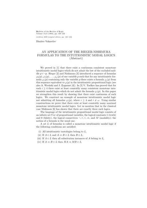 pdf an application of rieger nishimura formulas to the intuitionistic