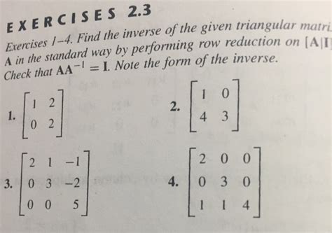 Solved Exercises Find The Inverse Of The Given Chegg