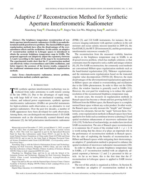 Pdf Adaptive Lp Reconstruction Method For Synthetic Aperture Interferometric Radiometer