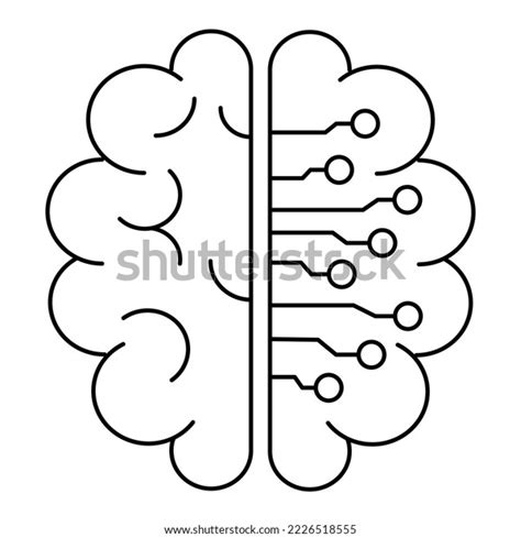 Black Outline Simple Icon Artificial Intelligence Stock Vector Royalty Free