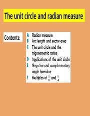 The Unit Circle And Radian Measure Pptx The Unit Circle And Radian Measure Contents RADIAN
