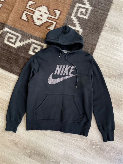 Nike Vintage Y2k Mens Big Logo Black Hoodie Size L Etsy