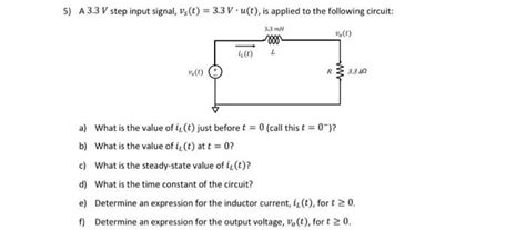 solved 5 a 3 3 v step input signal vs t 3 3 v⋅u t is