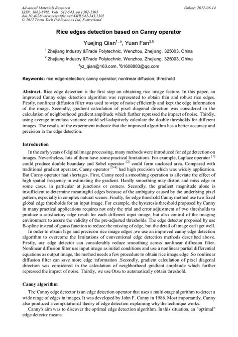 Rice Edges Detection Based On Canny Operator Scientificnet