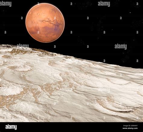 View Of Mars Seen From Phobos Deimos The Two Moons Of Mars Natural