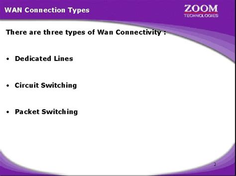 WAN Connection Types There Are Three Types