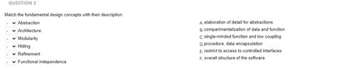 Solved Question 2 Match The Fundamental Design Concepts With
