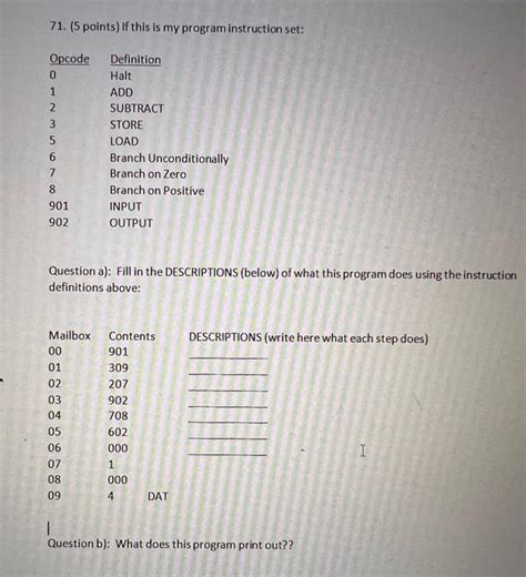 solved 71 5 points if this is my program instruction set