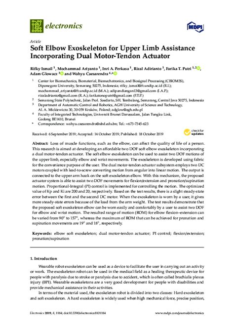 Pdf Soft Elbow Exoskeleton For Upper Limb Assistance Incorporating