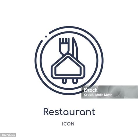 음식 개요 컬렉션에서 선형 레스토랑 아이콘입니다 얇은 선 레스토랑 아이콘 흰색 배경에 고립입니다 레스토랑 트 렌 디 일러스트
