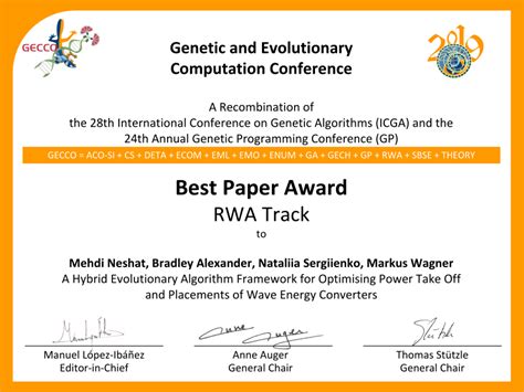 pdf best paper award genetic and evolutionary computation conference