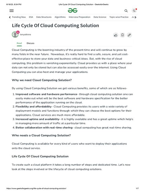Life Cycle Of Cloud Computing Solution Pdf Cloud Computing Computing