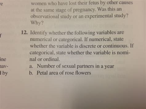 Solved Identify Whether The Following Variables Are