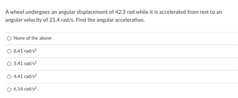 Solved A Wheel Undergoes An Angular Displacement Of Rad Chegg