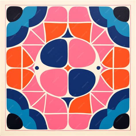 Premium Ai Image Colorful Symmetrical Tile Design With Black Frame