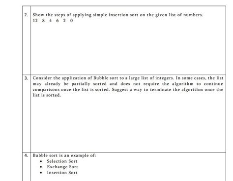 Solved 2 Show The Steps Of Applying Simple Insertion Sort