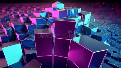 Futuristic 3d Geometric Shape Background Virtual Environment Filled With Holographic Pulsating