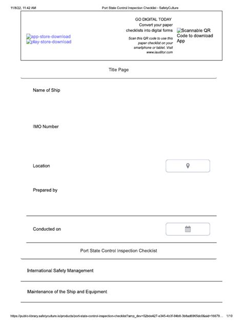 port state control inspection checklist safetyculture pdf
