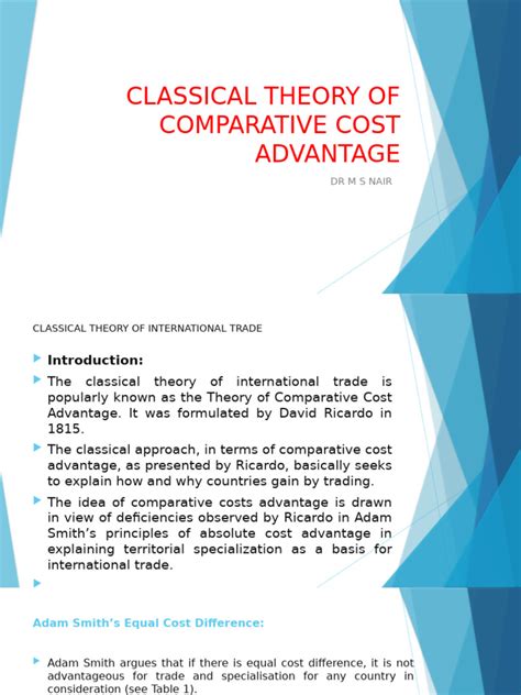 Mod1 Classical Theory Of Comparative Cost Advantage Pdf