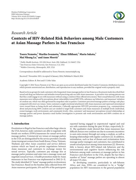 Pdf Contexts Of Hiv Related Risk Behaviors Among Male Customers At