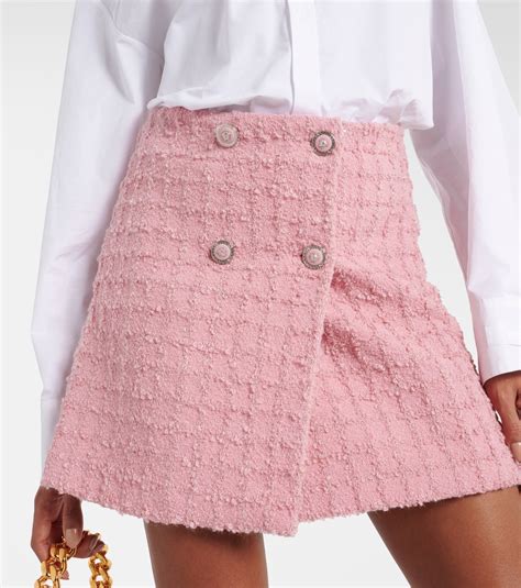 Wool Blend Bouclé Miniskirt In Pink Versace Mytheresa