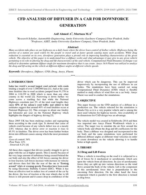 Cfd Analysis Of Diffuser In A Car For Do Download Free Pdf Lift
