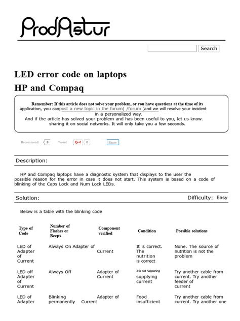 Hp Laptop Led Error Codes Guide Pdf Bios Personal Computing