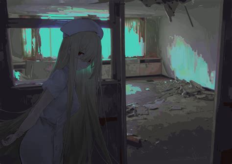 Safebooru 1girl Abandoned Arms Behind Back Blonde Hair Hat Highres