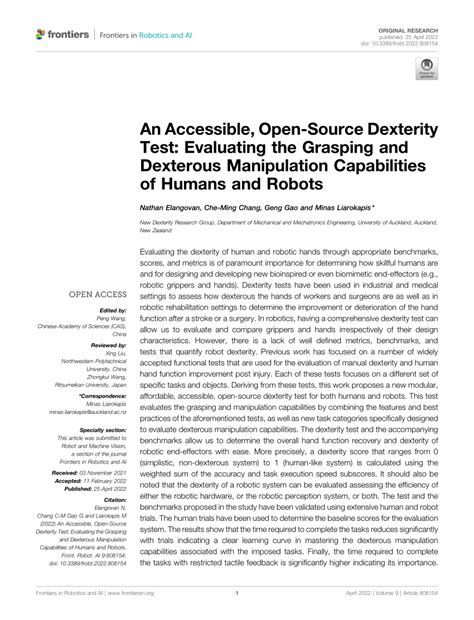 Pdf An Accessible Open Source Dexterity Test Evaluating The Grasping And Dexterous