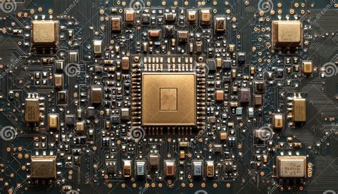 Close Up View Of A Complex Integrated Circuit On A Microchip Stock