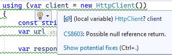 HttpClient Null Warning In C 9 Stack Overflow