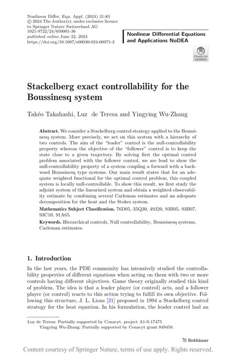 Stackelberg Exact Controllability For The Boussinesq System Request Pdf