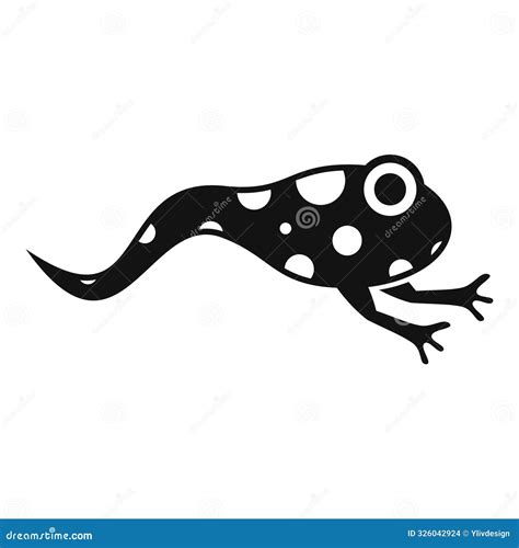 Black Tadpole Swimming With White Spots Simple Icon Vector Illustration