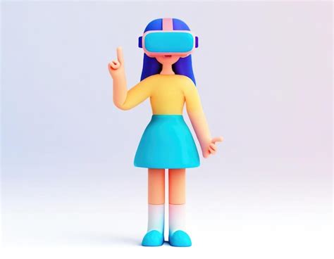 premium photo 3d character wearing virtual reality headset and