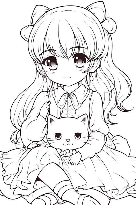 аниме раскраска Премиум векторы