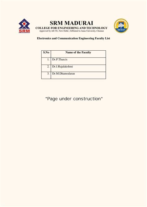 Computer Science And Engineering Faculty SRM MCET