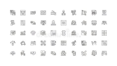 Programming Coding Ideas Linear Icons Line Signs Set Vector Collection Stock Vector