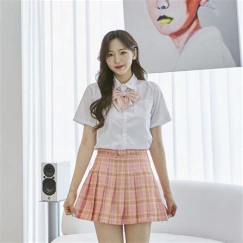 여자교복 지퍼 교복치마 교복 치마 핑크 체크 학생복 스커트 Ssg Com