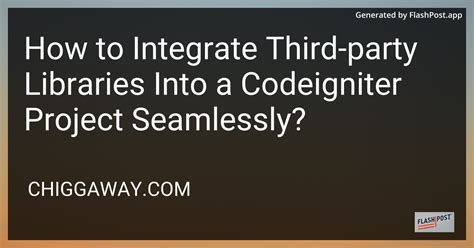 How To Integrate Third Party Libraries Into A Codeigniter Project