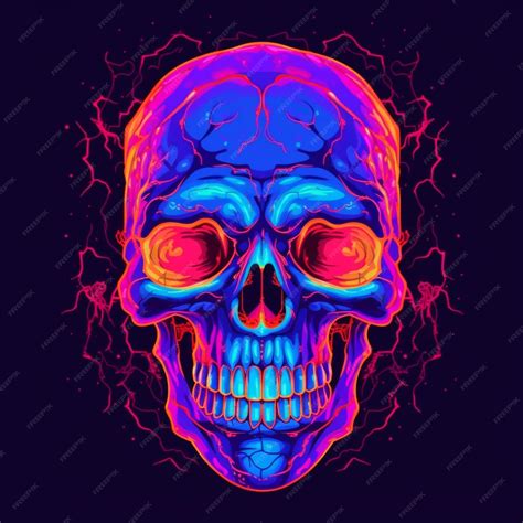 Premium Photo Psychedelic Skulls Collection Vibrant And Edgy Vector