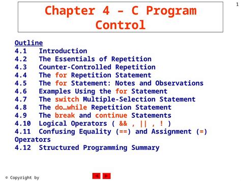 Ppt © Copyright By Deitel 1 Chapter 4 C Program Control Outline 41introduction 42the