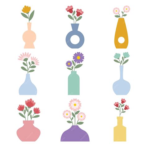 Premium Vector Set Of Flower Vase Vector