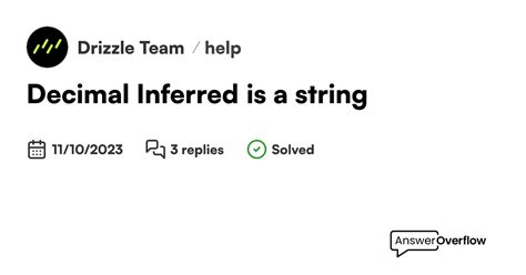 Decimal Inferred Is A String Drizzle Team