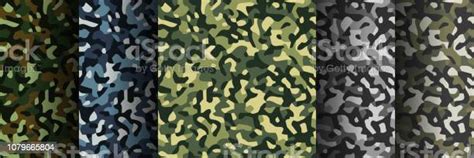 5 팩 위장 완벽 한 패턴의 집합입니다 추상적인 현대 군사 섬유 인쇄 배경입니다 벡터 일러스트입니다 위장에 대한 스톡 벡터 아트 및 기타 이미지 Istock