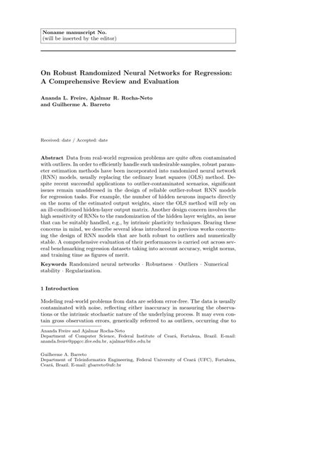 Pdf On Robust Randomized Neural Networks For Regression A Comprehensive Review And Evaluation